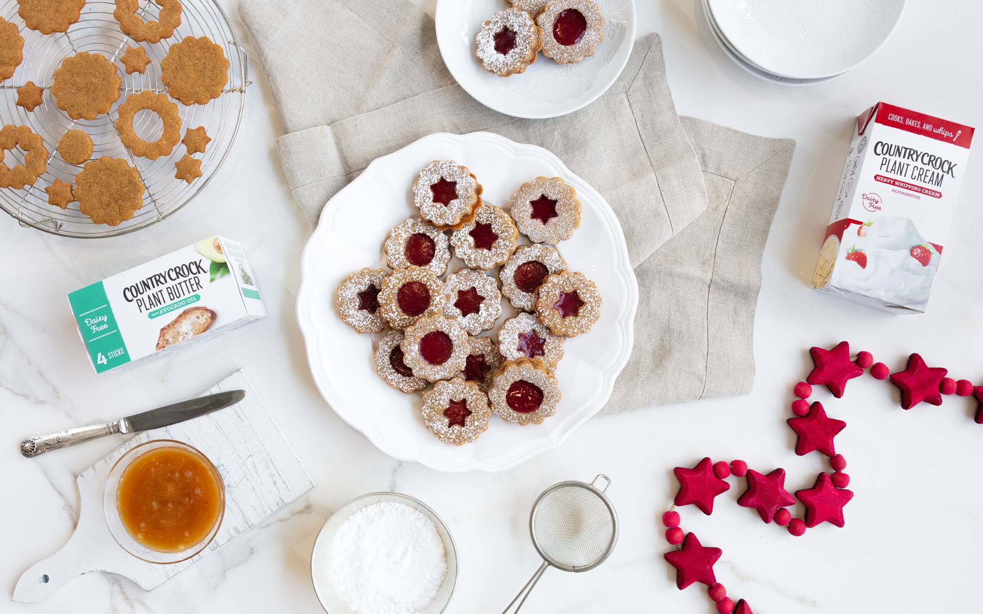 Country Crock Raspberry Caramel Linzer Cookies